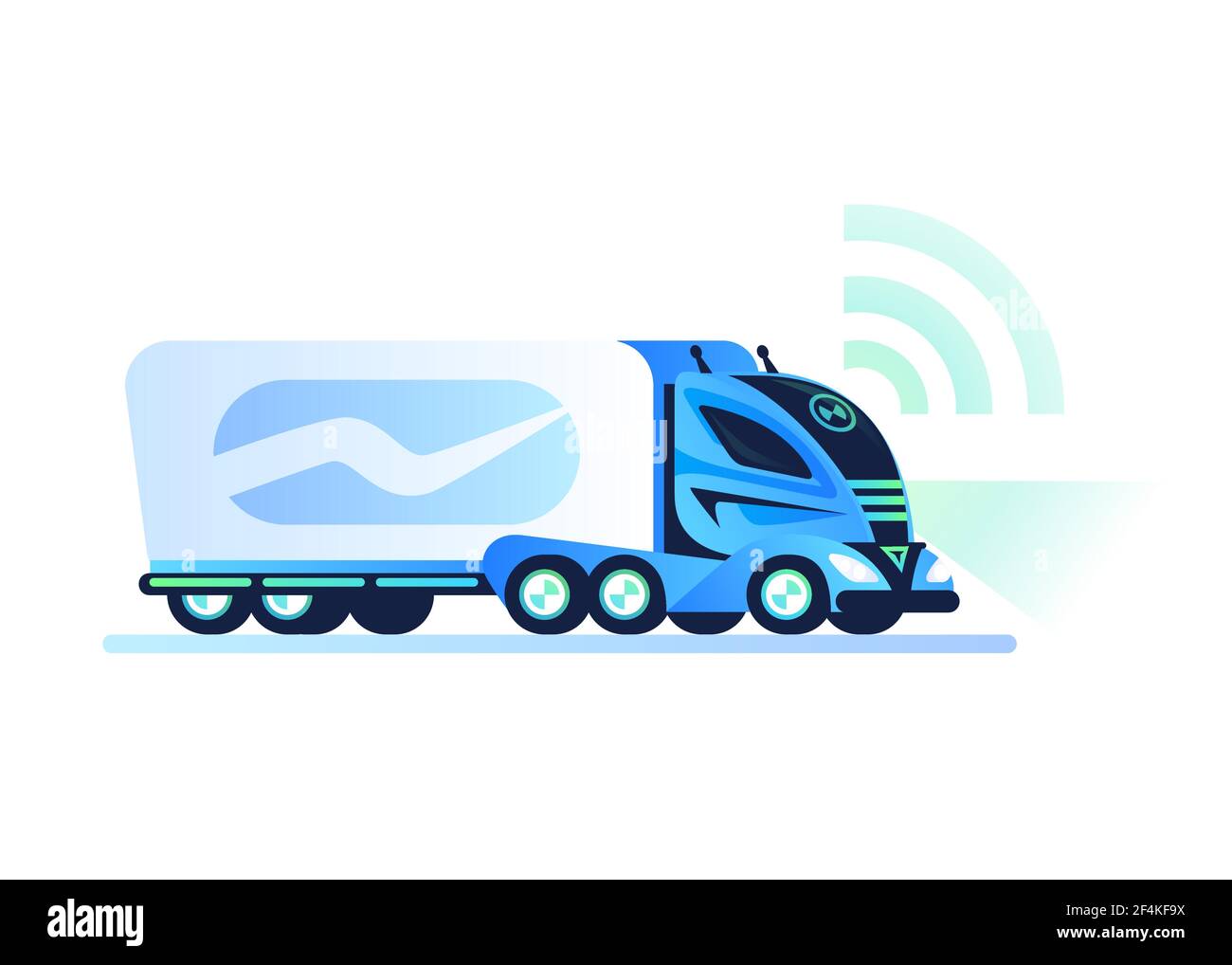 Autonomous self-driving truck on white background. Remote control ...