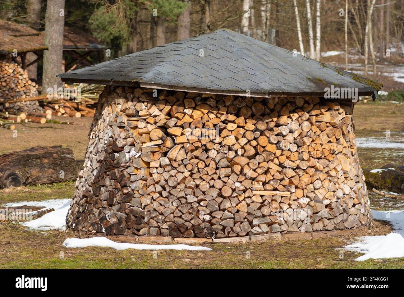 Stacking logs for drying hi-res stock photography and images - Alamy