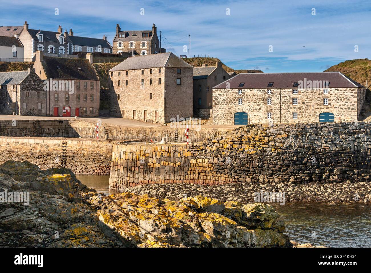 PORTSOY OLD HARBOUR MORAY FIRTH ABERDEENSHIRE SCOTLAND YELLOW STONE ...