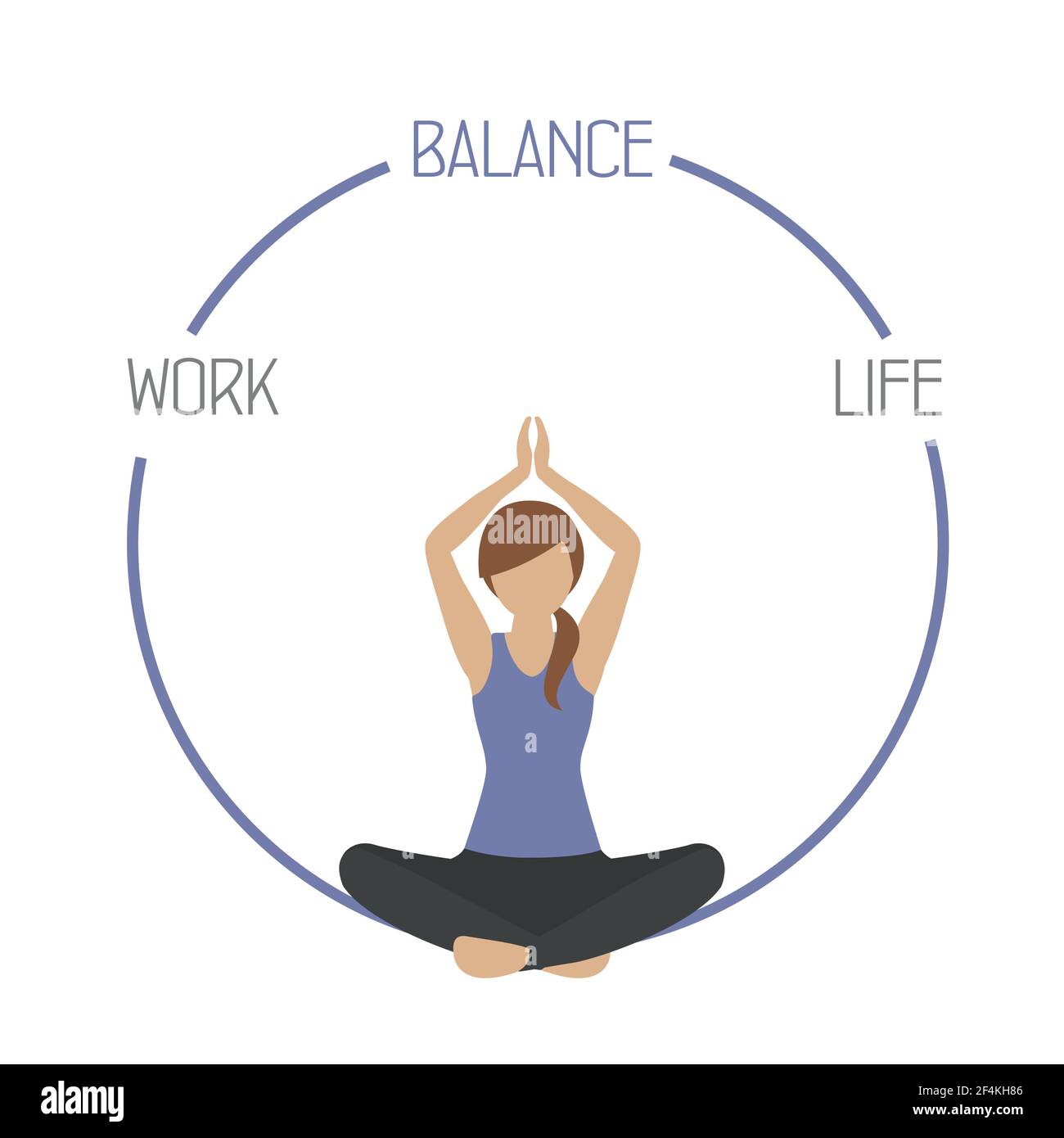 yoga girl work life balance circle healthy lifestyle Stock Vector Image ...