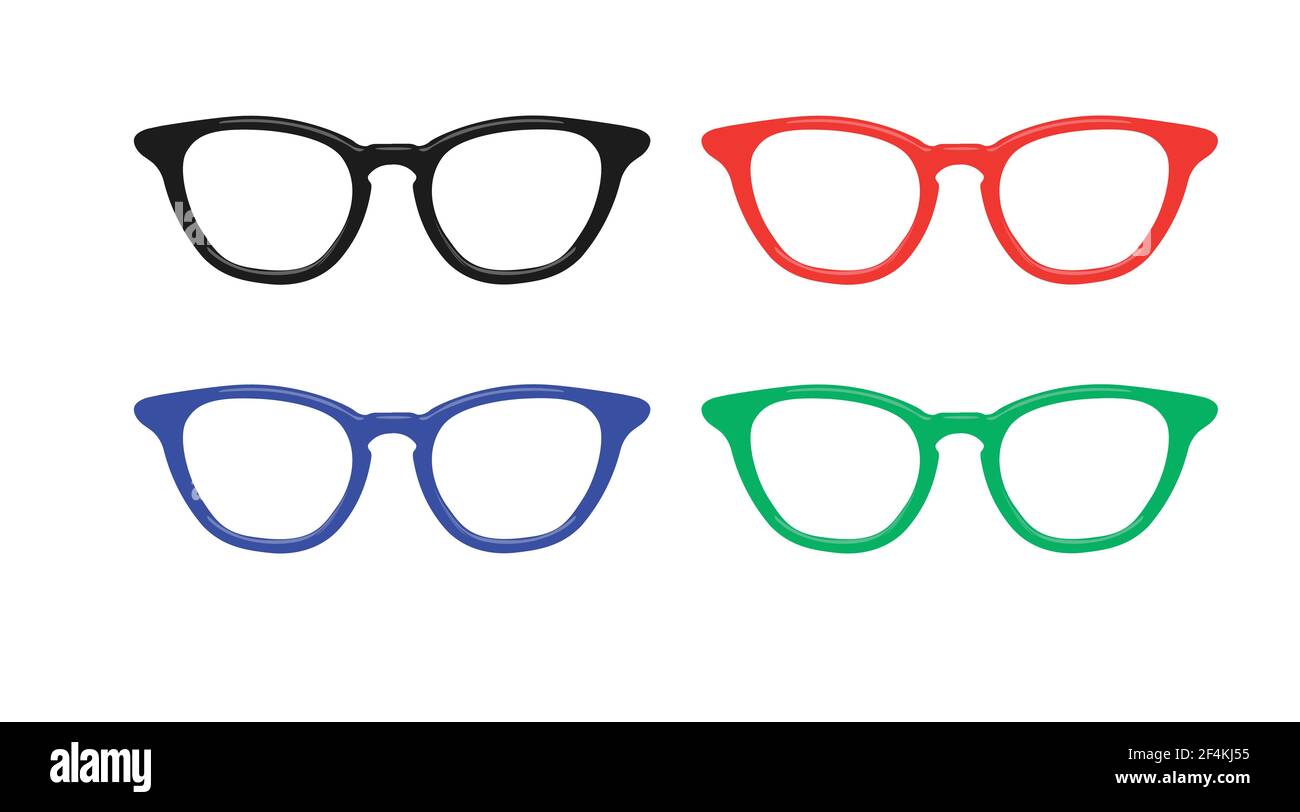 Different Color Glasses Frames. Vector isolated set of glasses icons ...