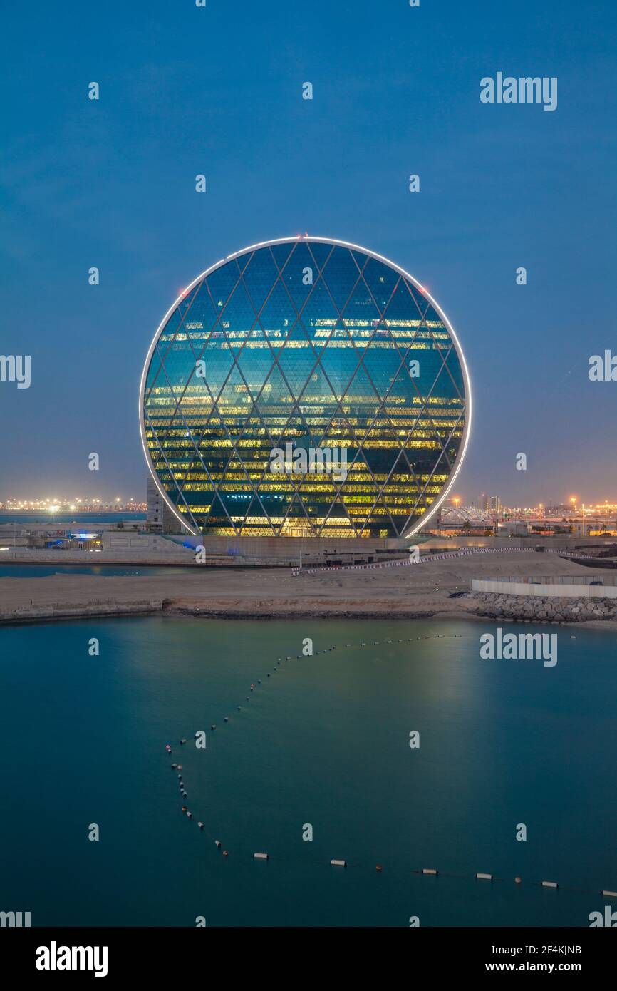 United Arab Emirates, Abu Dhabi, View of Aldar Headquarters Stock Photo ...