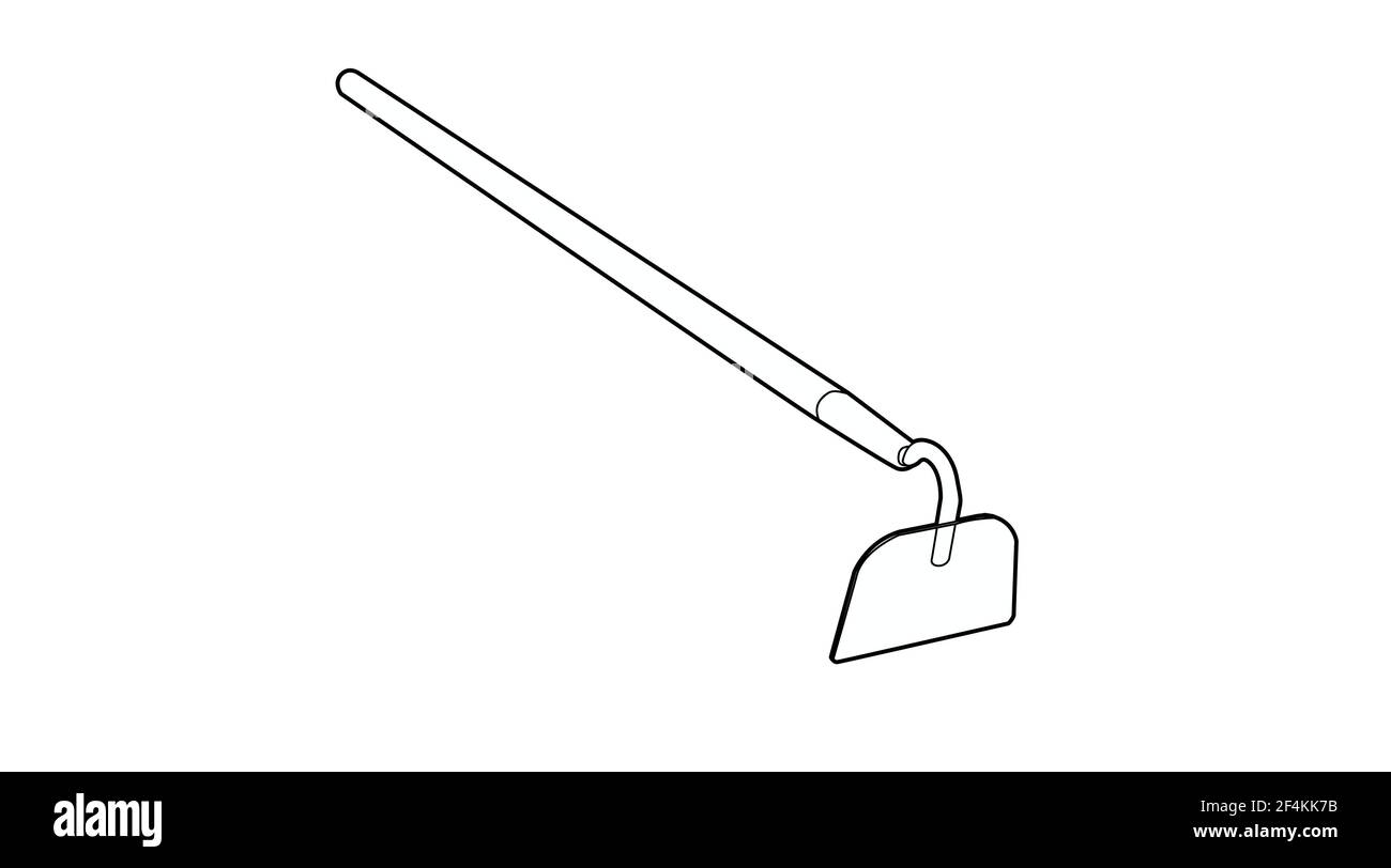 Vector Isolated Illustration of a Hoe on a White Background, black and ...