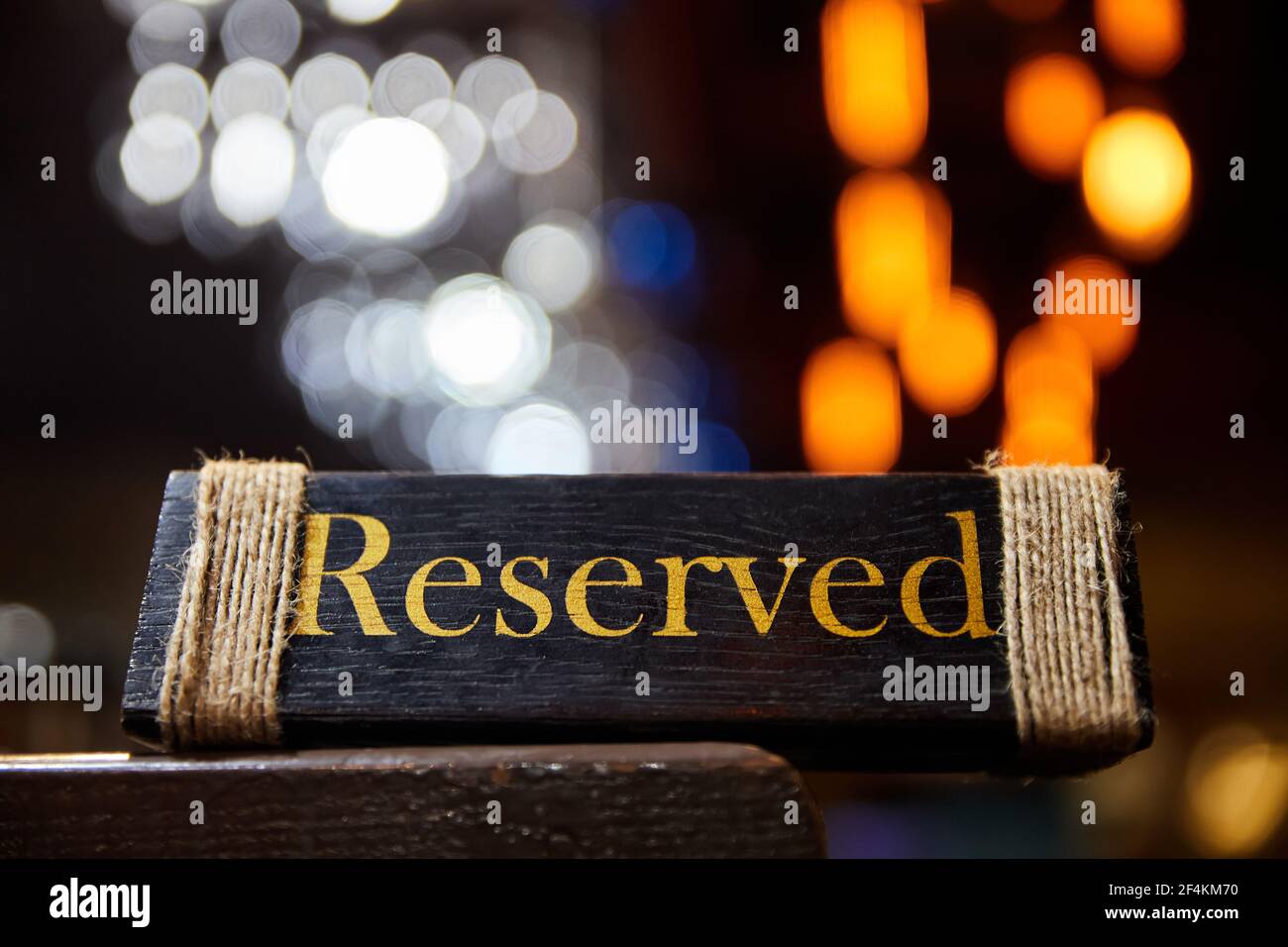 Plaque with the inscription Reserved on the restaurant table Stock ...