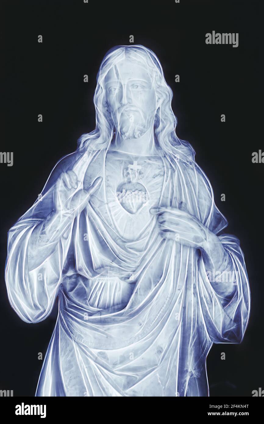 The Sacred Heart of Jesus. Color filters and enhancements applied. The ...