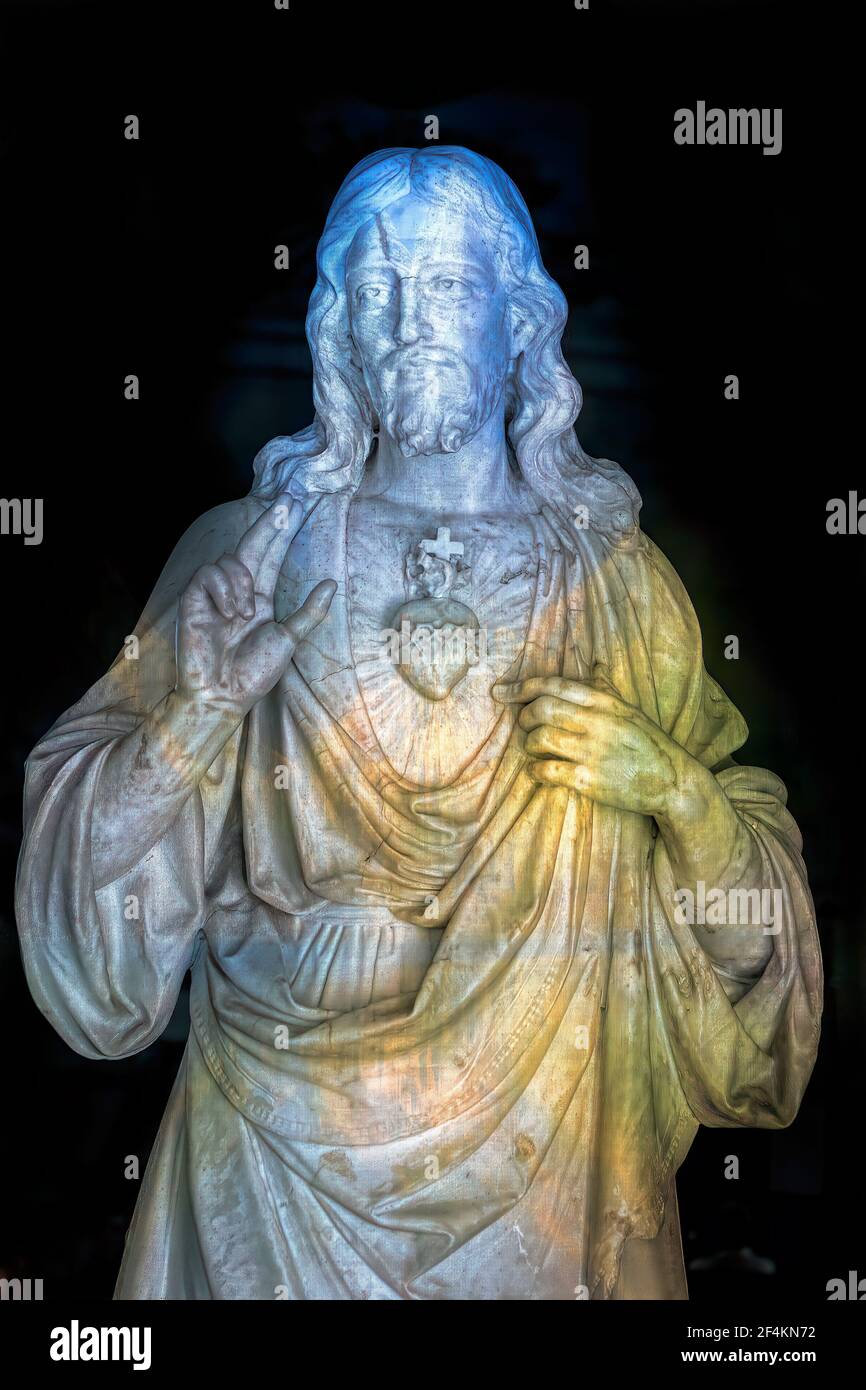 The Sacred Heart of Jesus. Color filters and enhancements applied. The ...