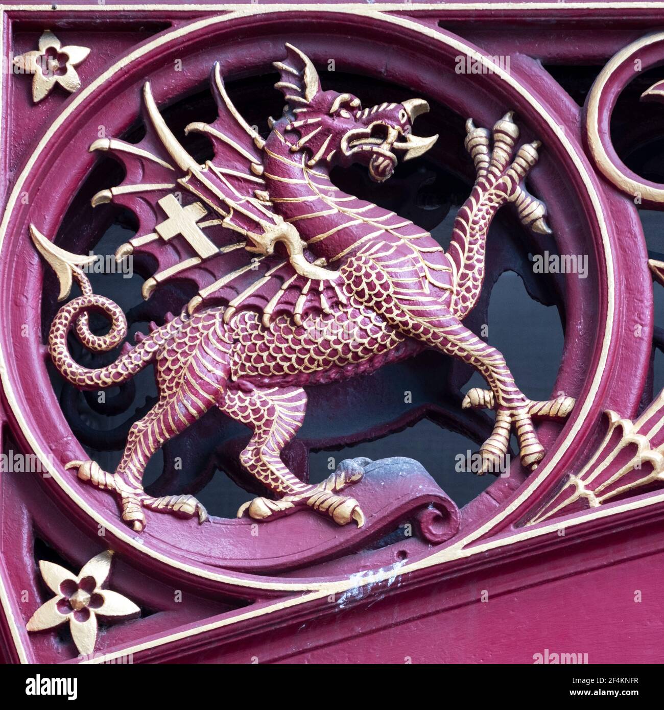 Dragon emblem with a cross on its wing - symbol of the City of London ...