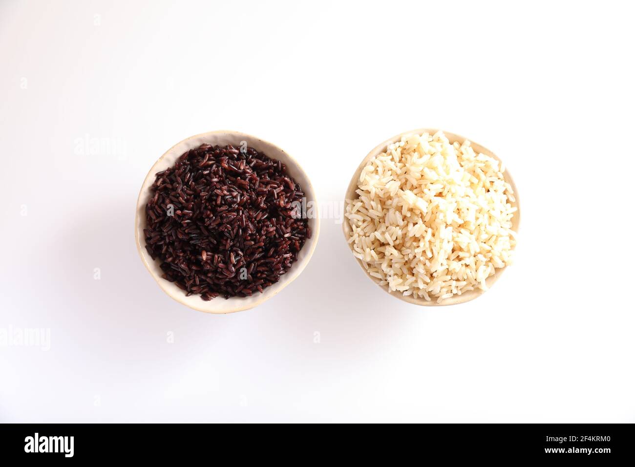 Organic boiled brown rice on bowl isolated in white background Stock ...