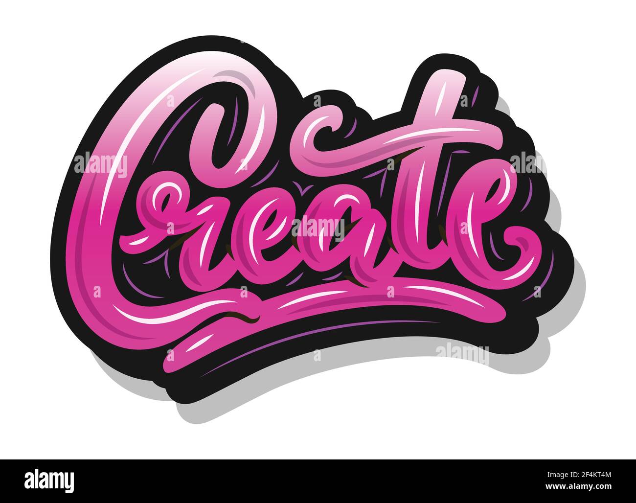 Create. Lettering logo. Handwritten brush pen cursive calligraphy. Sign ...