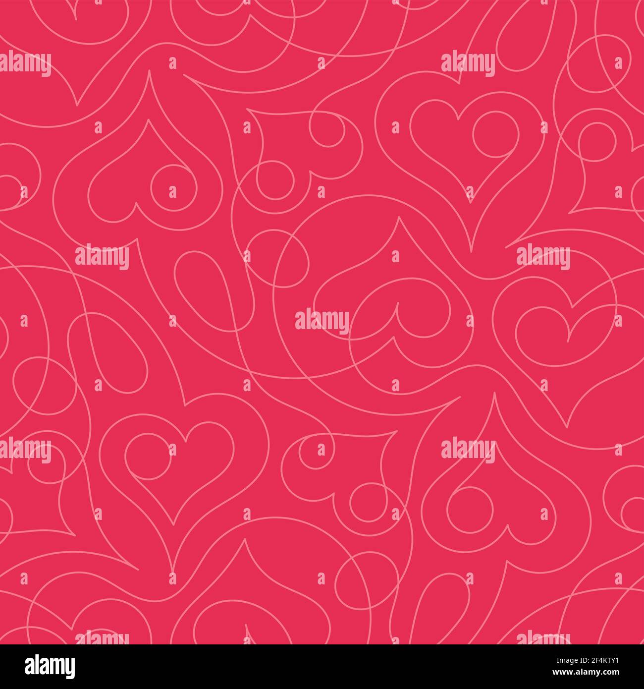Seamless pattern with heart shapes and scroll lines. Vector ...