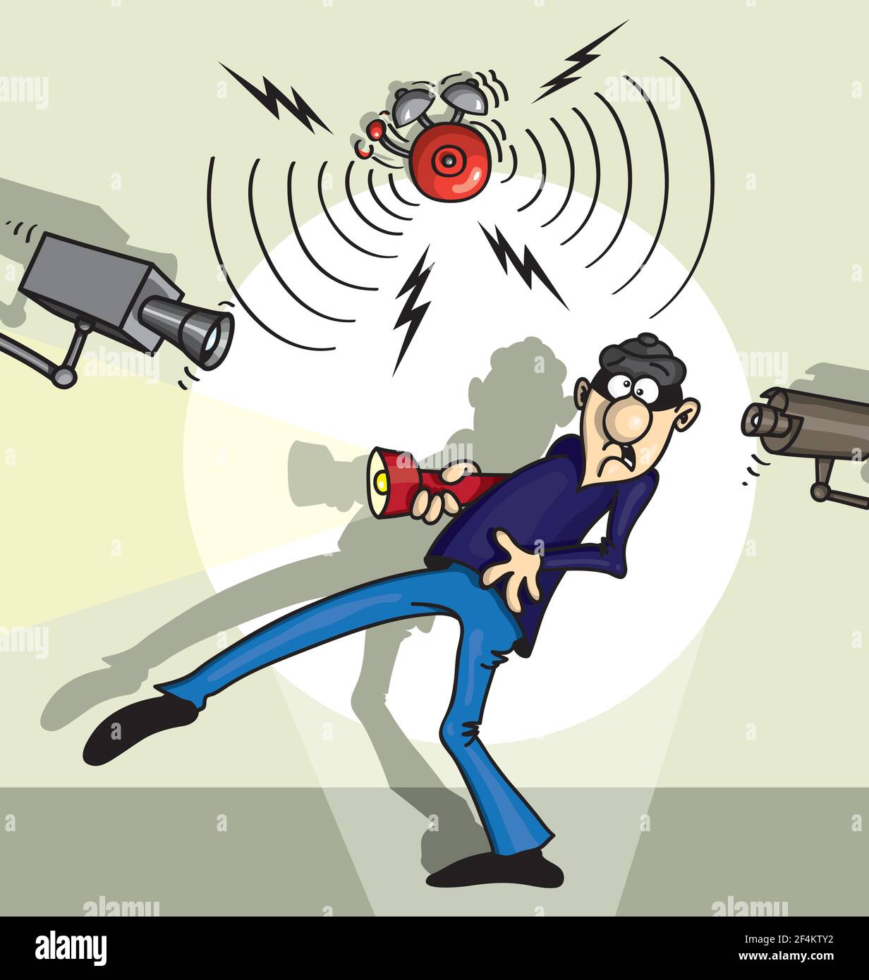 Unpleasant surprise for the thief vector illustration cartoon Stock ...