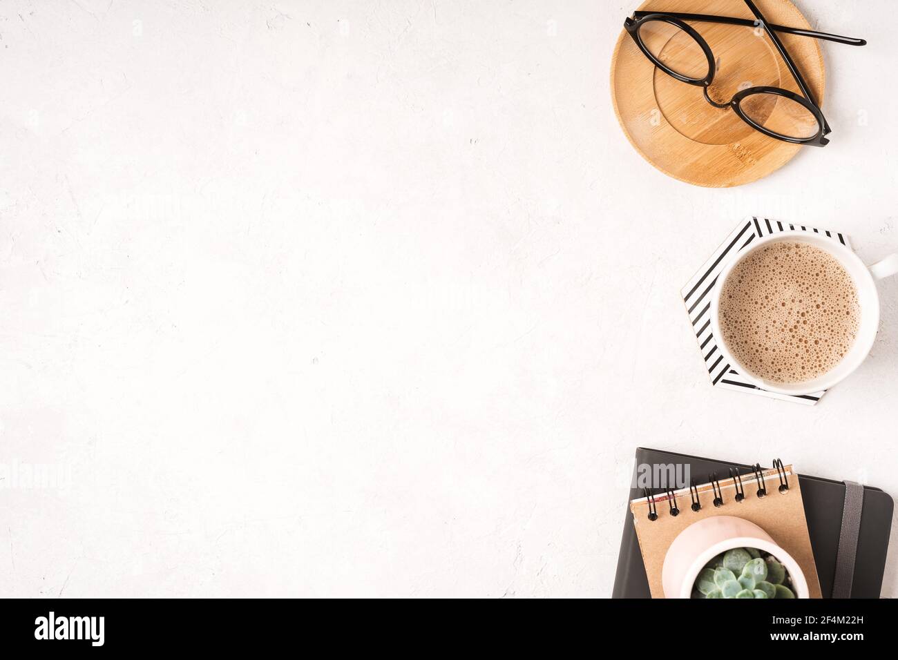 Top view workspace on white background Stock Photo - Alamy