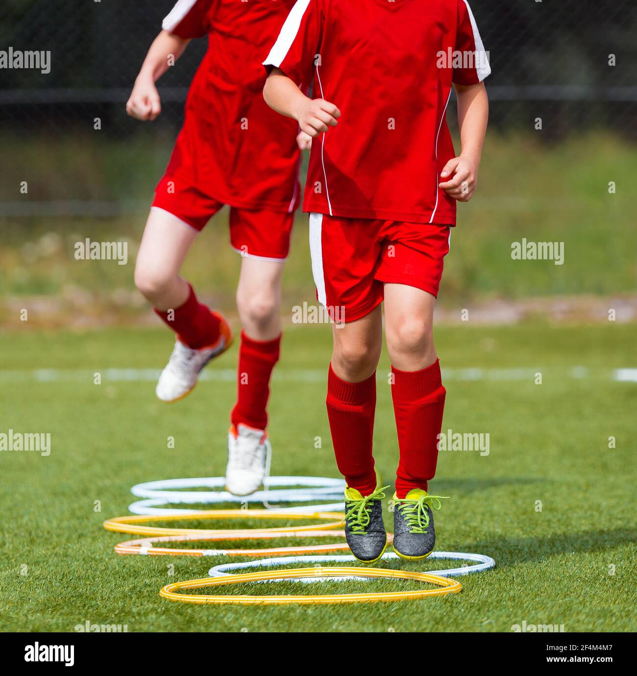 Happy children on summer physical education class. Group of kids ...