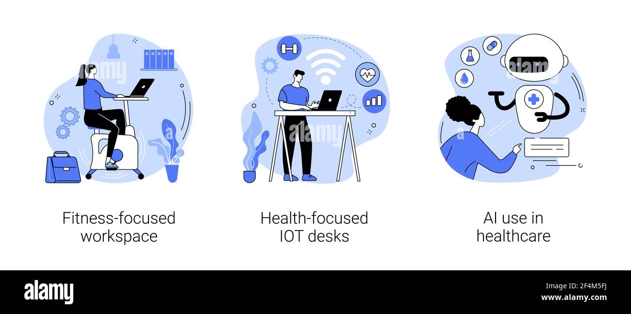 Health-focused technology abstract concept vector illustrations Stock ...