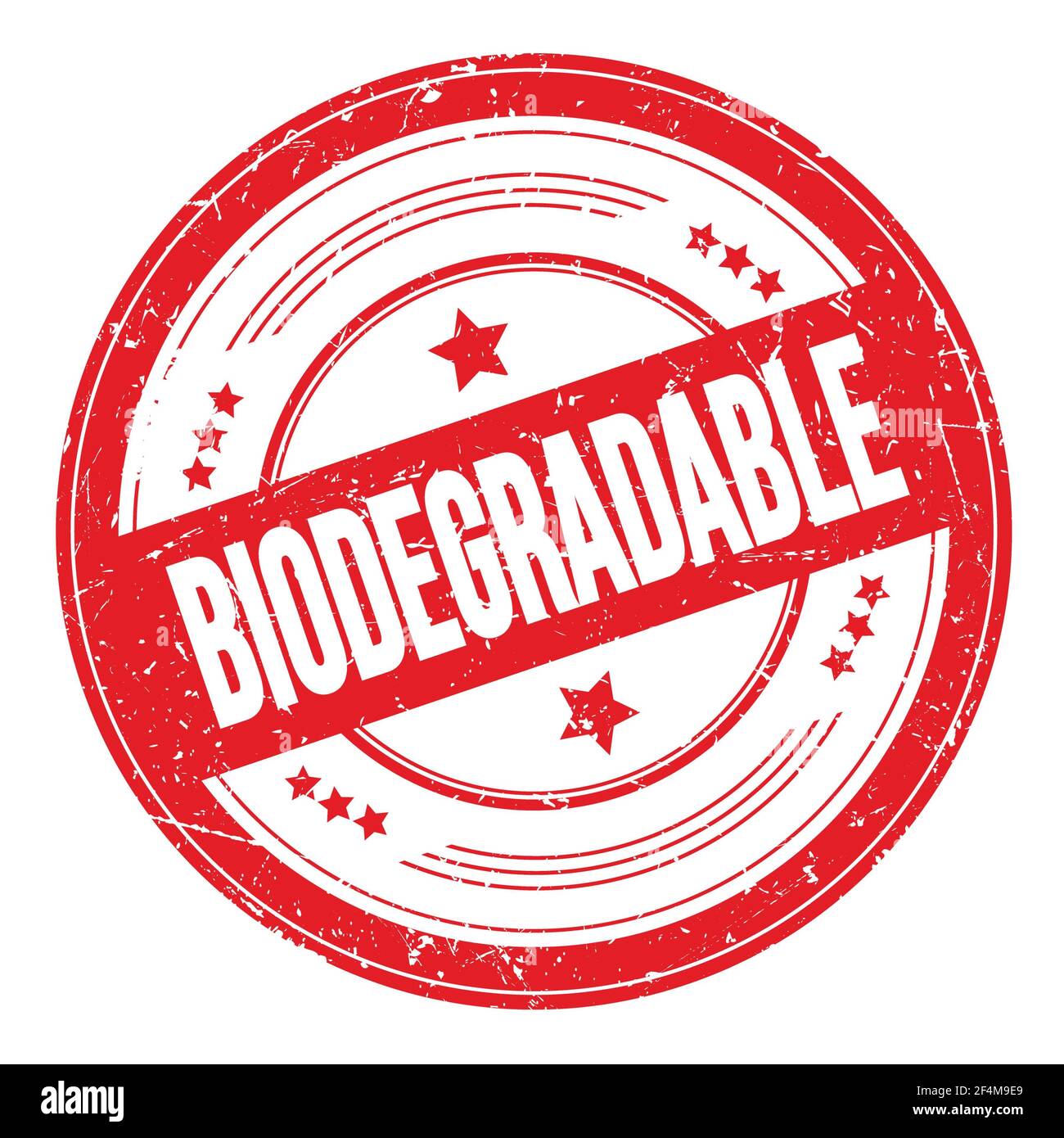 BIODEGRADABLE text on red round grungy texture stamp Stock Photo - Alamy