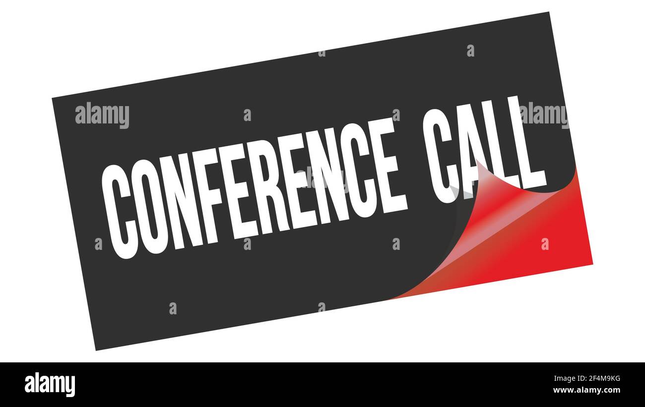 CONFERENCE CALL text written on black red sticker stamp Stock Photo - Alamy