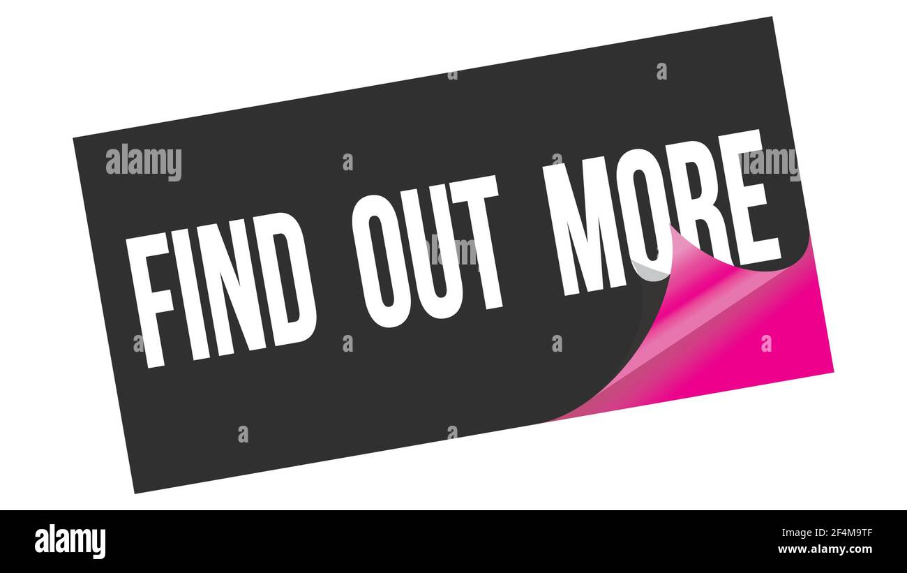 FIND OUT MORE text written on black pink sticker stamp Stock Photo - Alamy