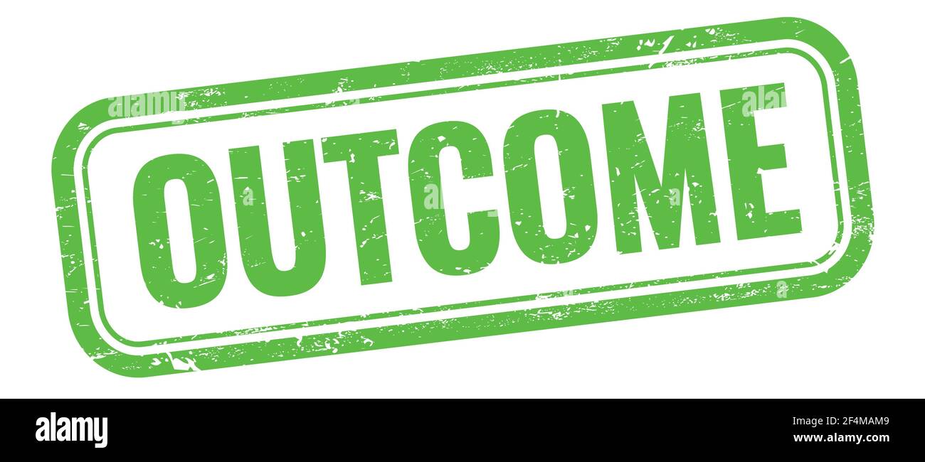 OUTCOME text on green grungy vintage rectangle stamp Stock Photo - Alamy