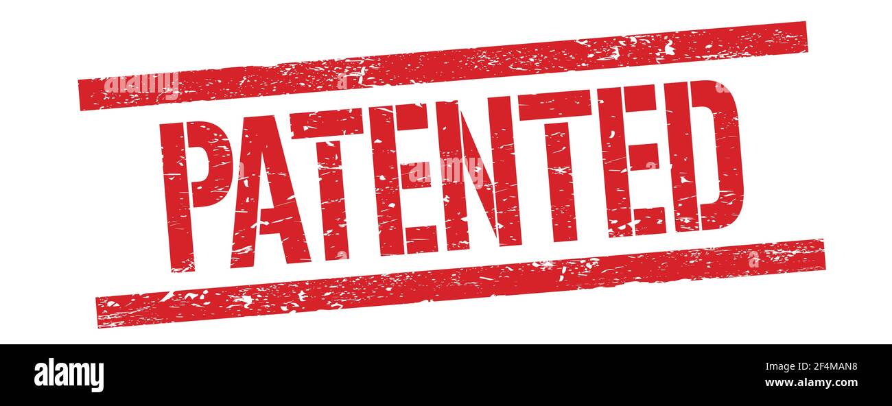 PATENTED text on red grungy rectangle stamp sign Stock Photo - Alamy