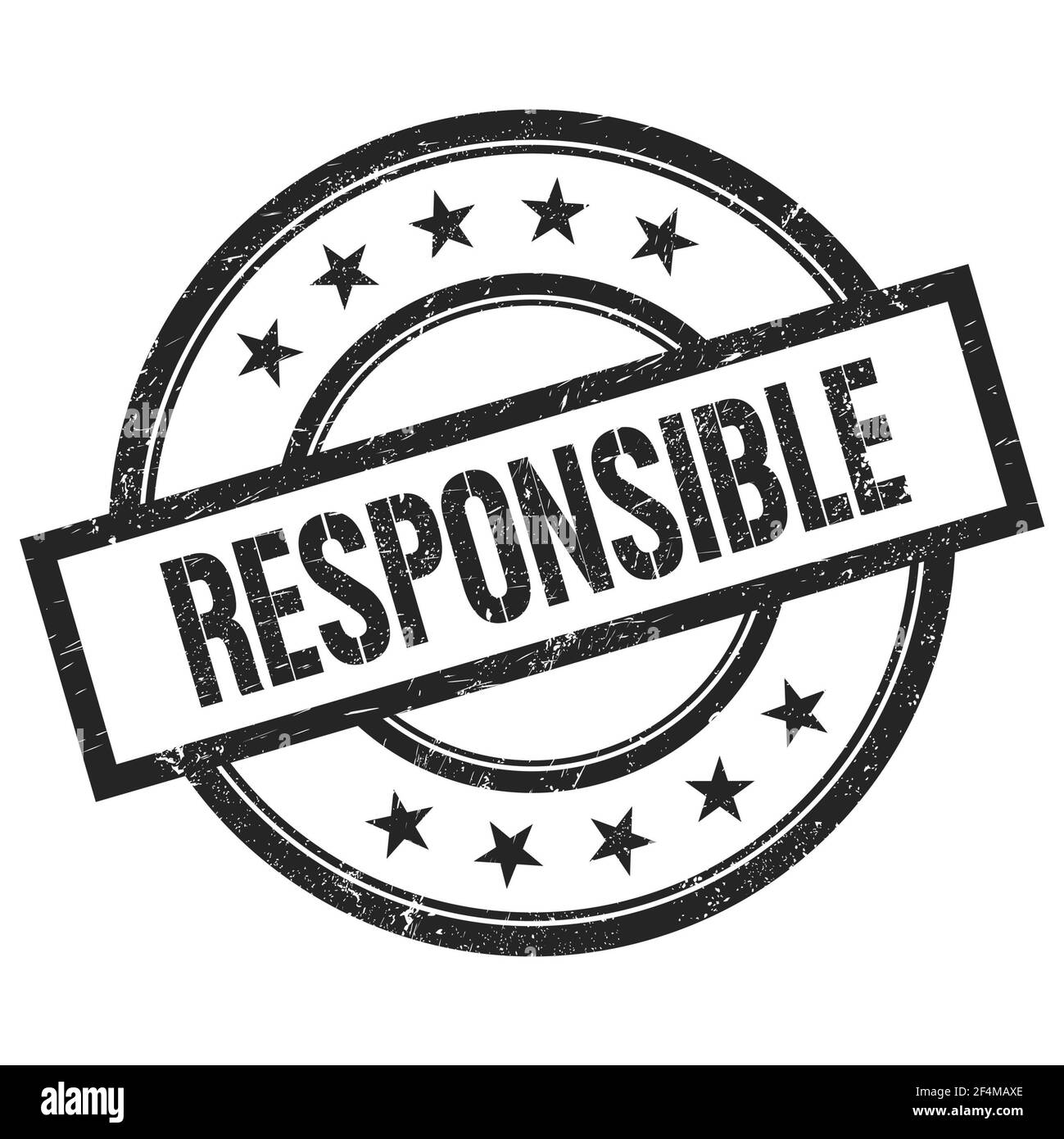 RESPONSIBLE text written on black round vintage rubber stamp Stock ...