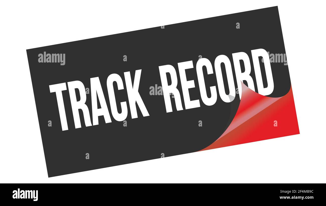 TRACK RECORD text written on black red sticker stamp Stock Photo - Alamy