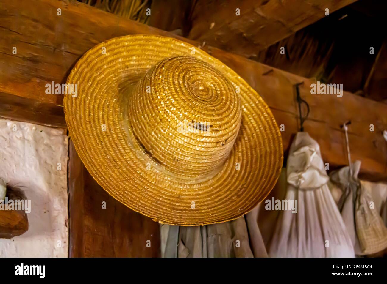 Straw Hat of the type worn in the 17th century colony at Henryco Stock ...