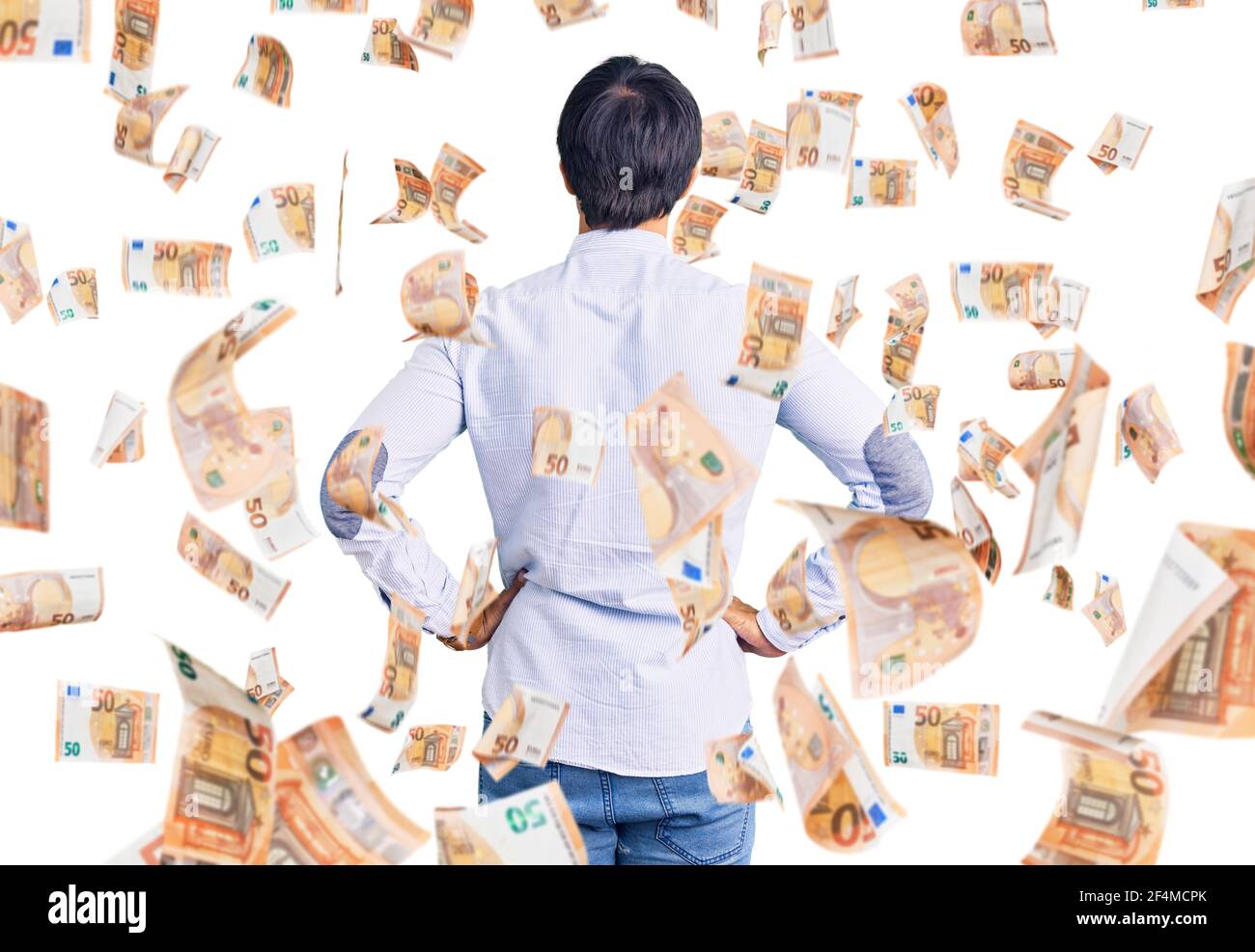 Handsome hispanic man wearing business shirt and glasses standing ...