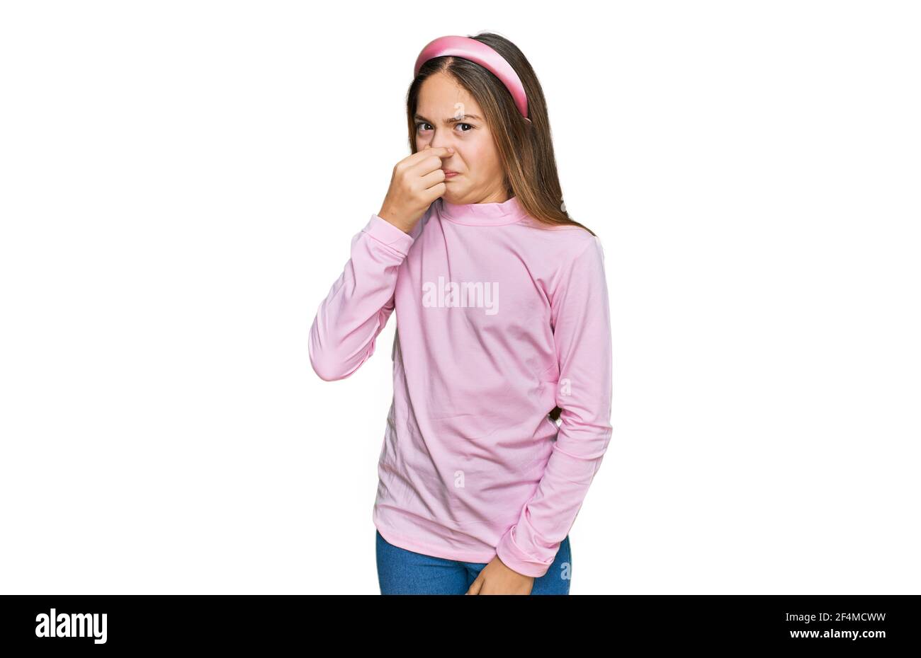 Child holding something smelly hi-res stock photography and images - Alamy