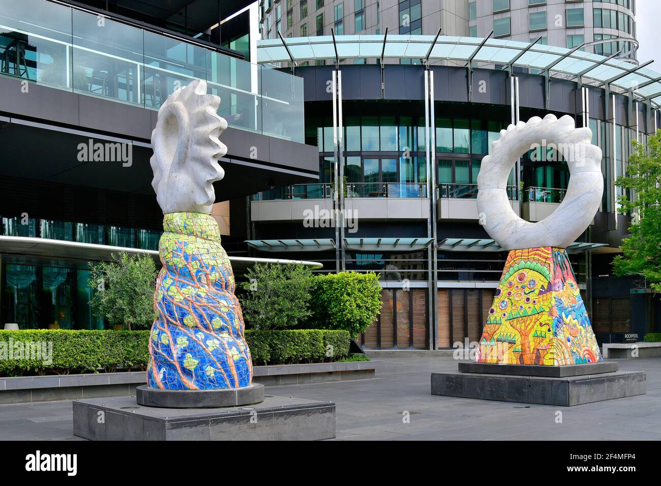 Melbourne, VIC, Australia - November 03, 2017: Two sculptures named The ...