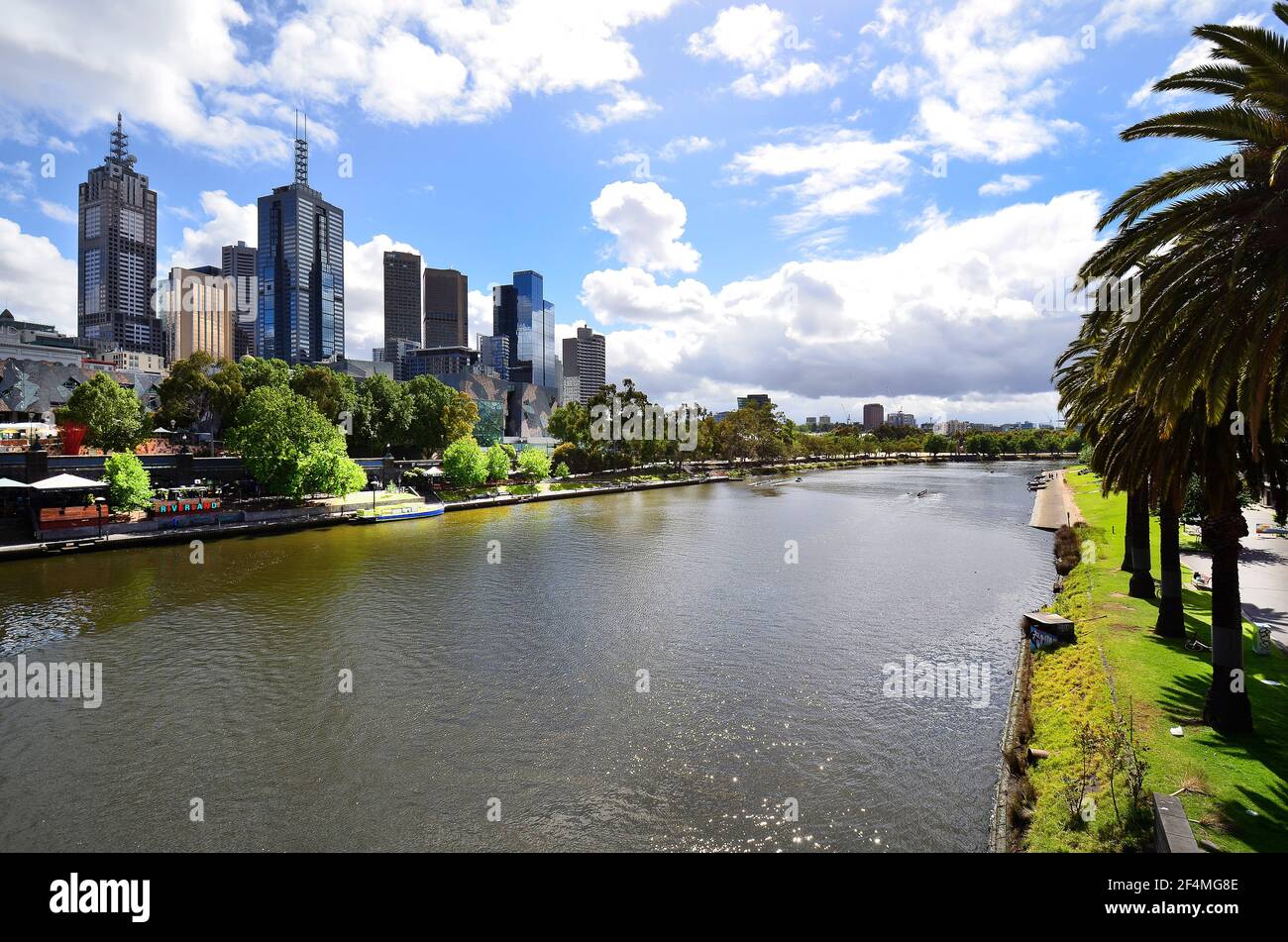 Melbourne, VIC, Australia - November 04, 2017: Buildings along Yarra ...