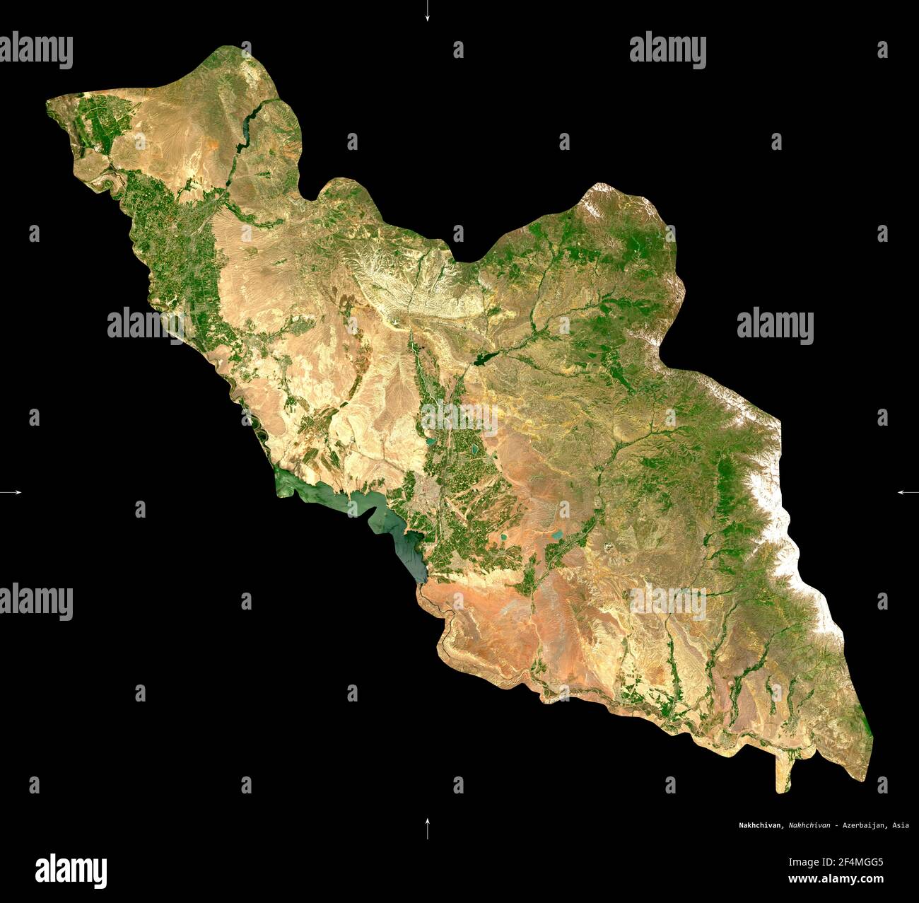 Nakhchivan, region of Azerbaijan. Sentinel-2 satellite imagery. Shape ...