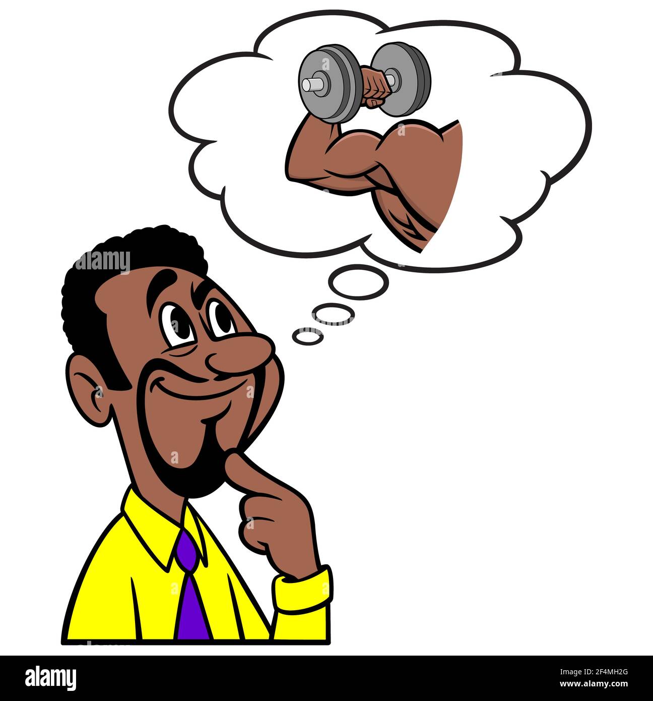 Man thinking about Bodybuilding - A cartoon illustration of a man ...