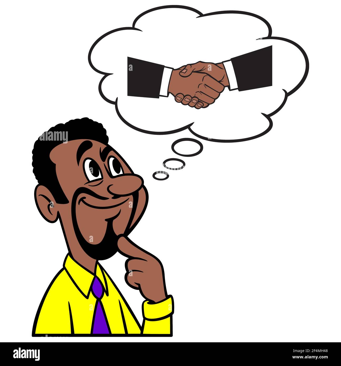 Man thinking about an Agreement - A cartoon illustration of a man ...