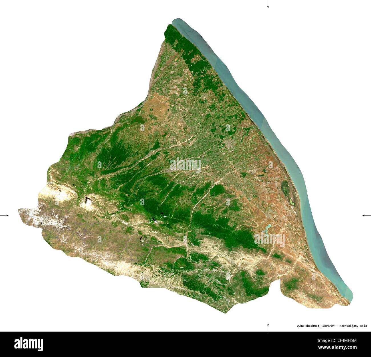Quba-Khachmaz, region of Azerbaijan. Sentinel-2 satellite imagery ...