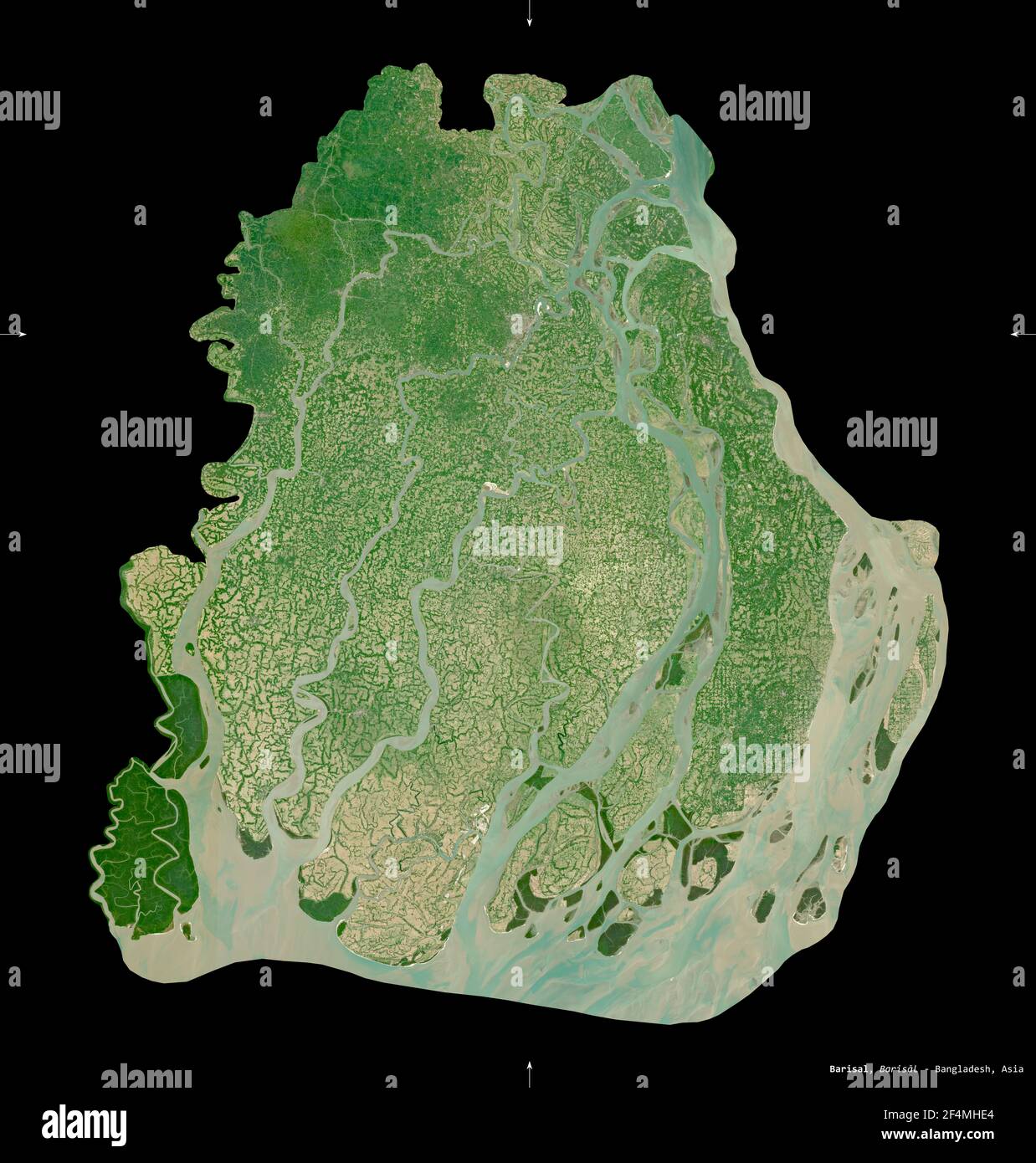 Barisal, division of Bangladesh. Sentinel-2 satellite imagery. Shape ...