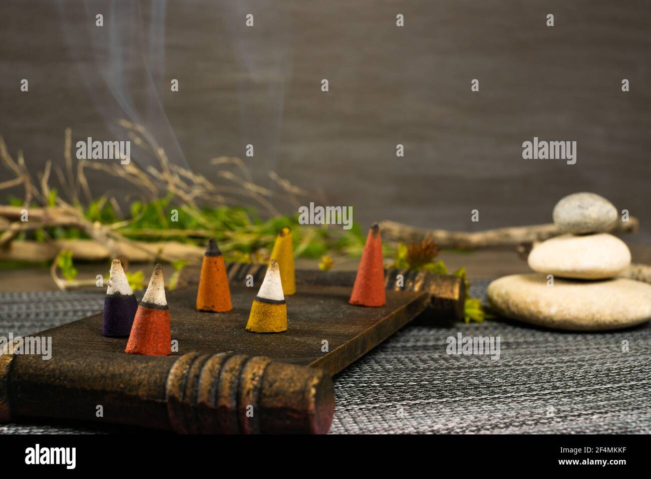 incense with smoke zen images Stock Photo - Alamy