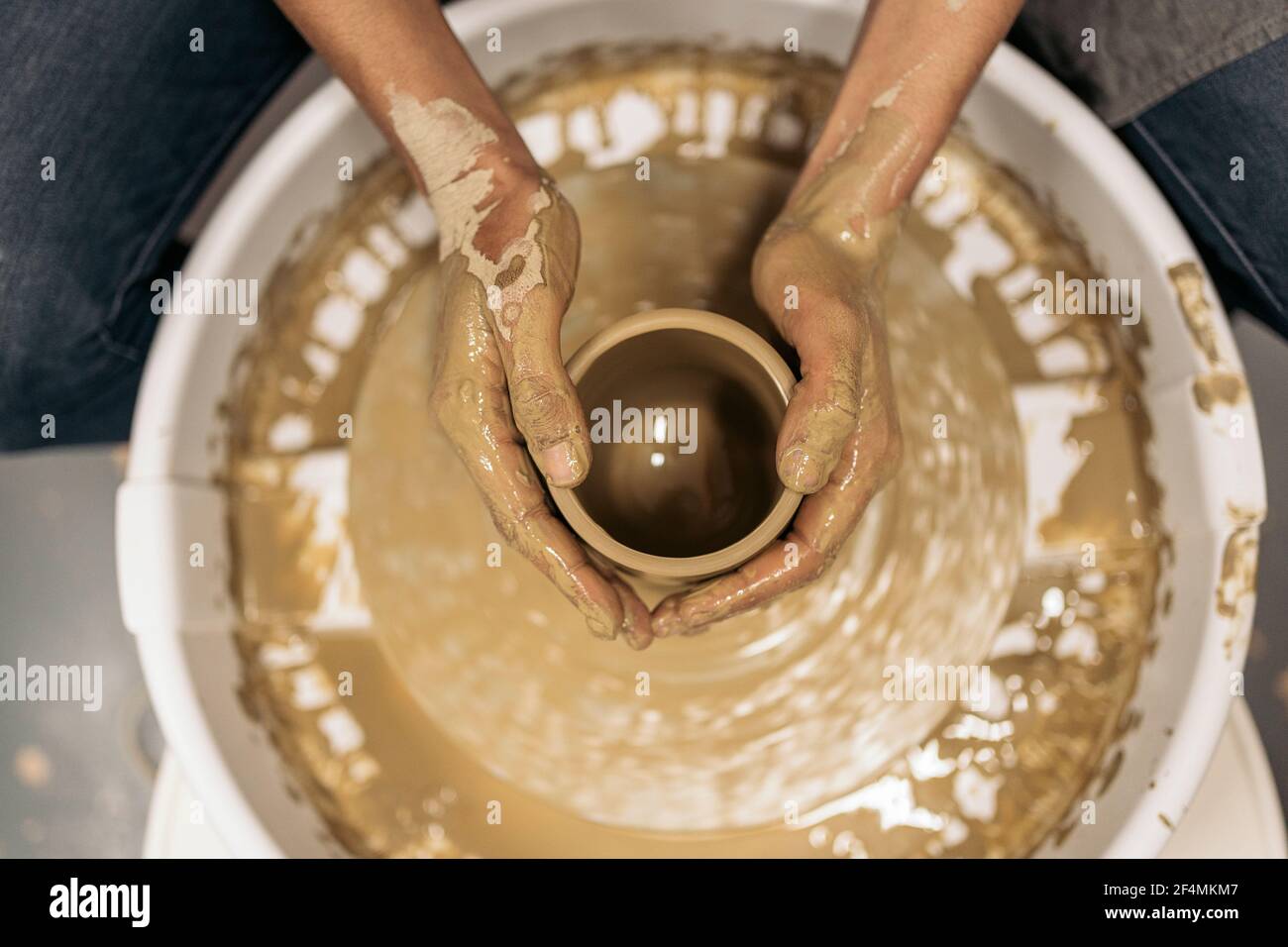 Top view potters wheel hands hi-res stock photography and images - Alamy