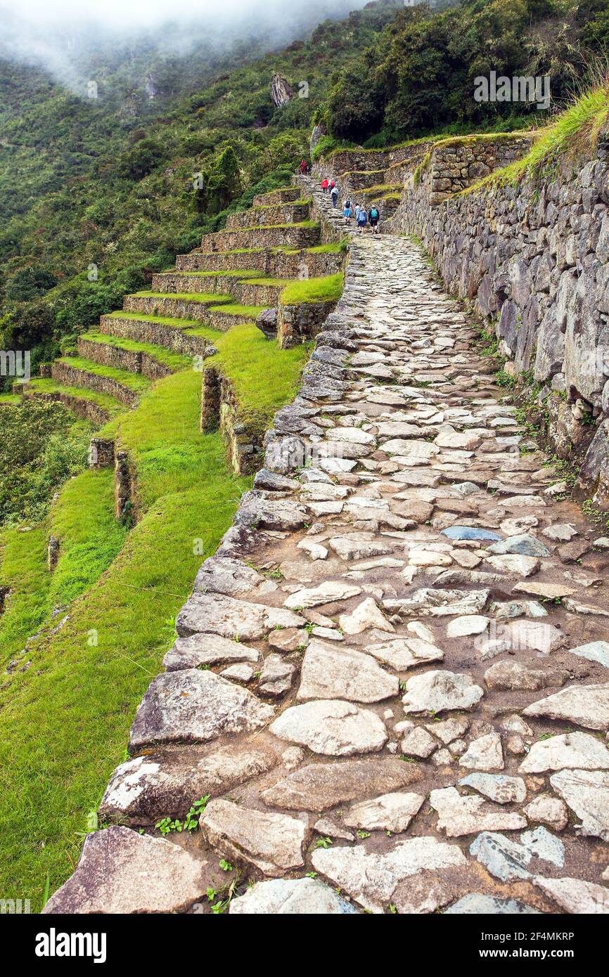 Machu Picchu, panoramic view of peruvian incan town, unesco world ...