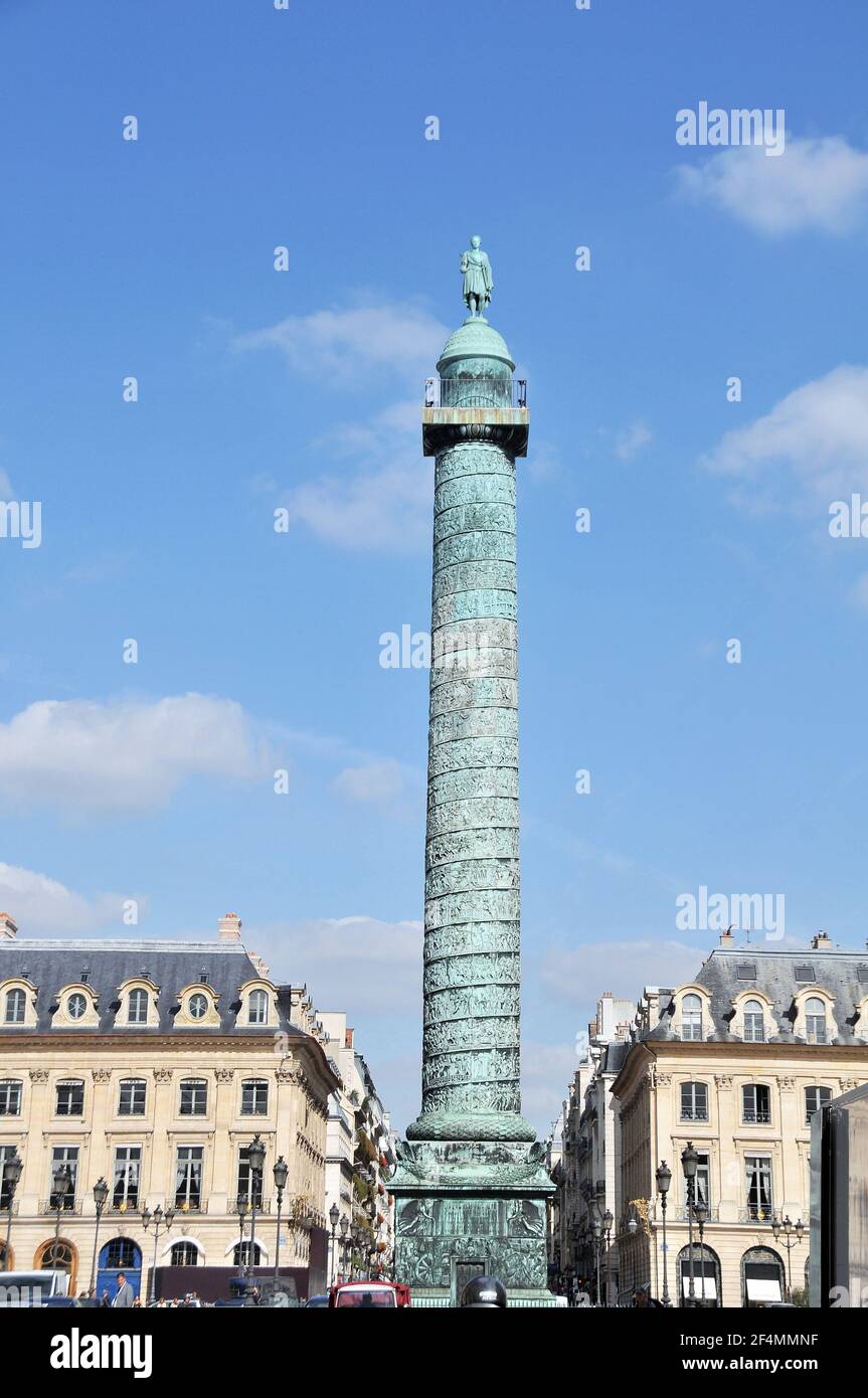 Vendome column with Napoleon statue by Antoine-Denis Chaudet , Vendome ...