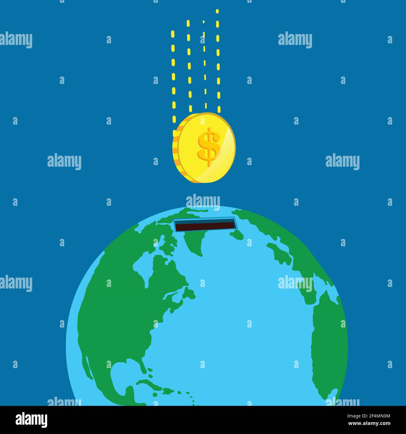 Investment illustration Dollar coin and earth vector illustartion Stock ...