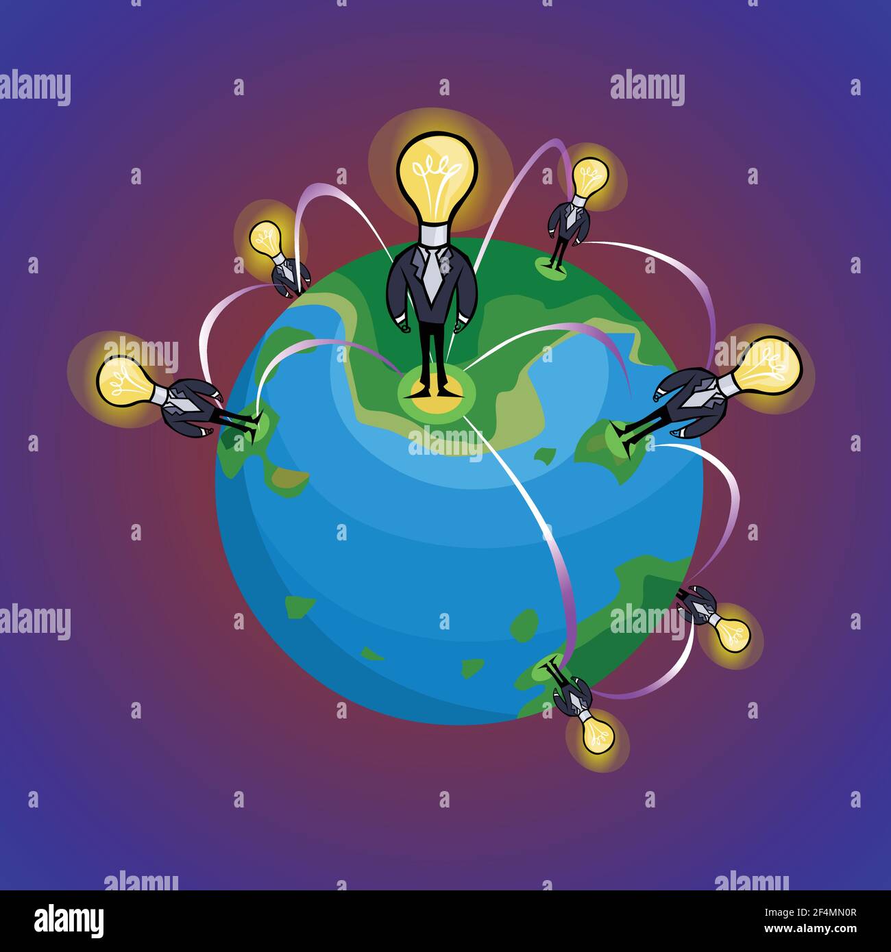 Sharing the Ideas Business people and globe vector illustration Stock ...