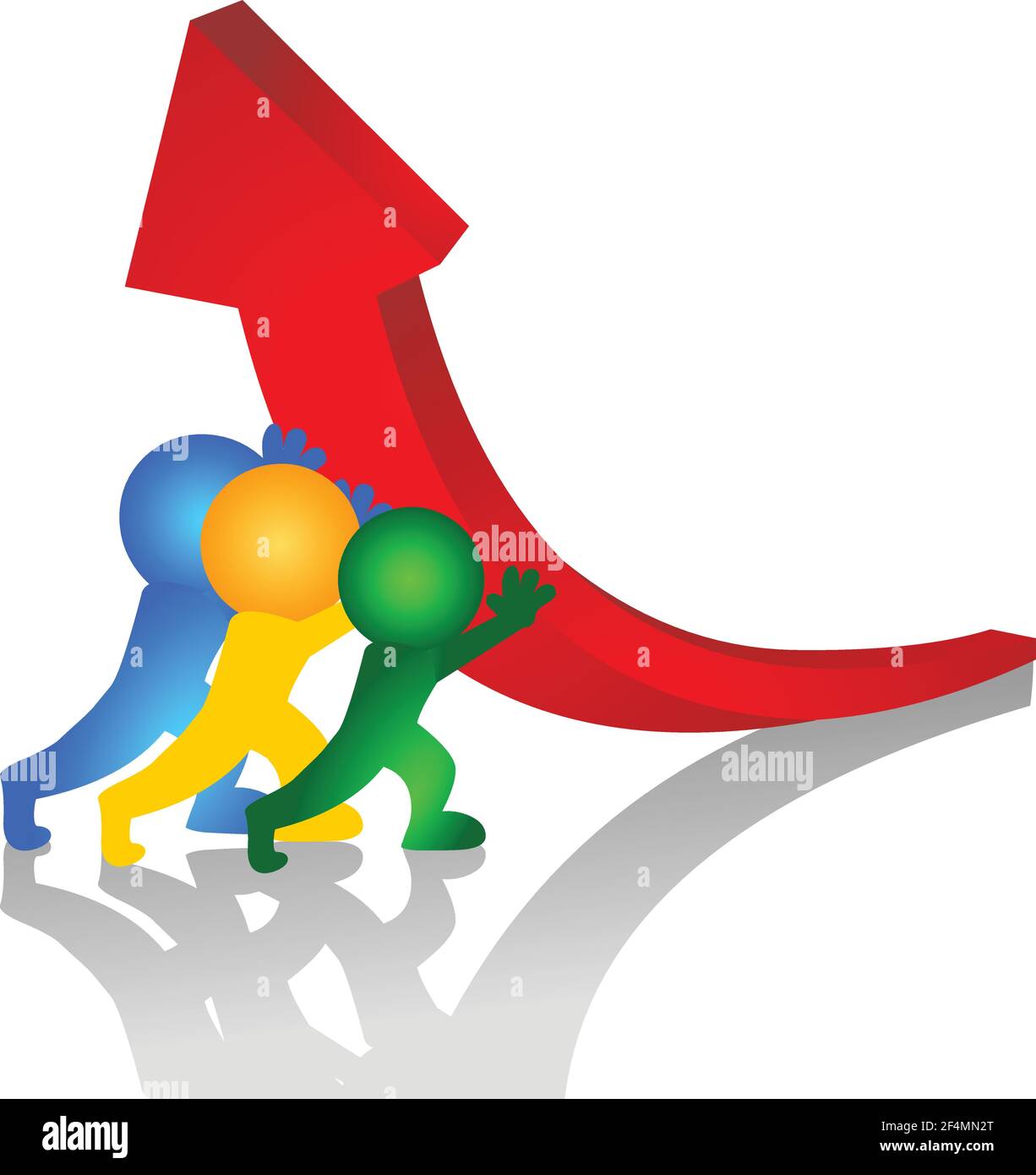 Business improvement Team work illustration Stick figures lifting arrow ...