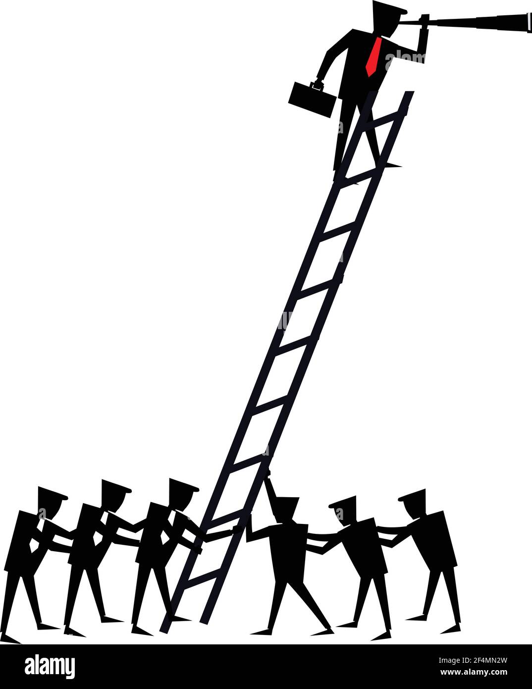 Business and team work stick figure people with ladder isolated on ...