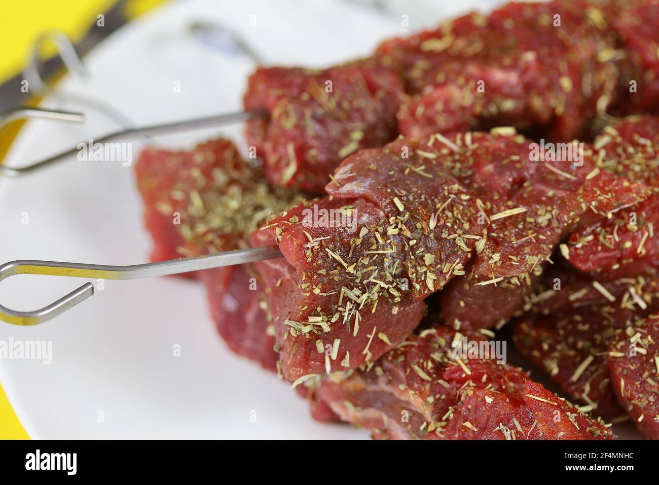 raw beef skewer Stock Photo - Alamy
