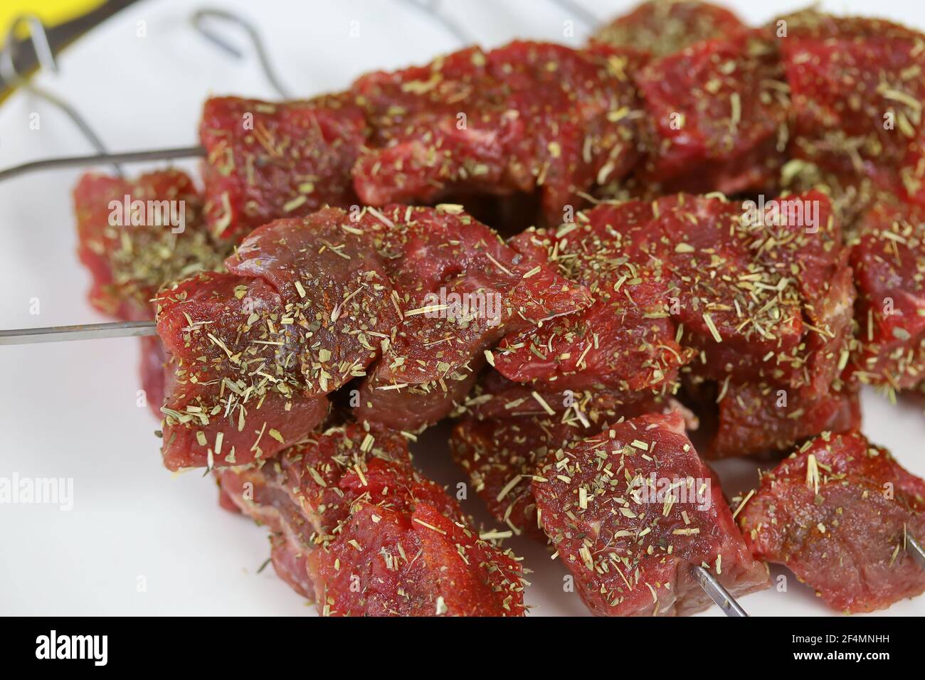 raw beef skewer Stock Photo - Alamy