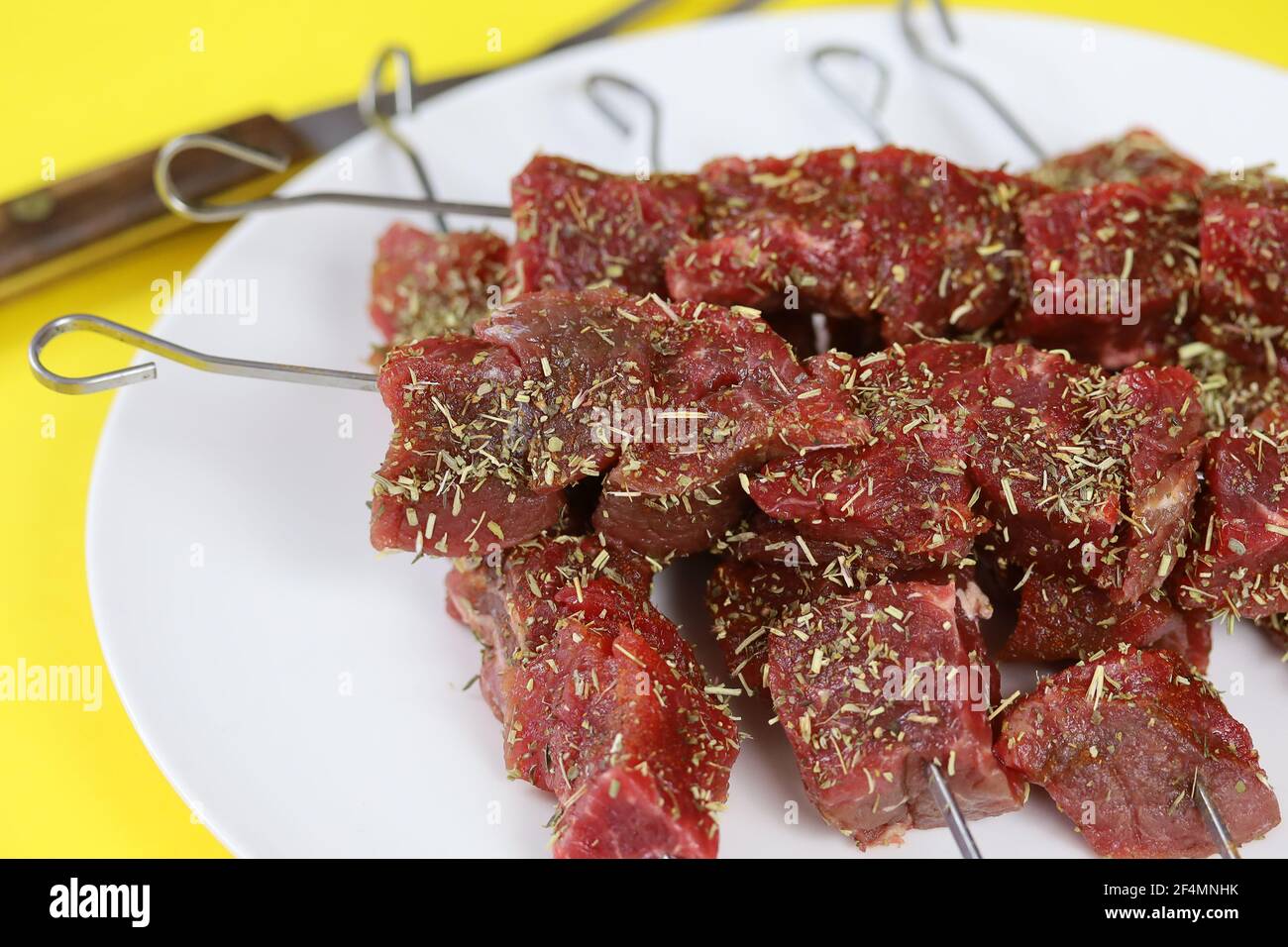 raw beef skewer Stock Photo - Alamy