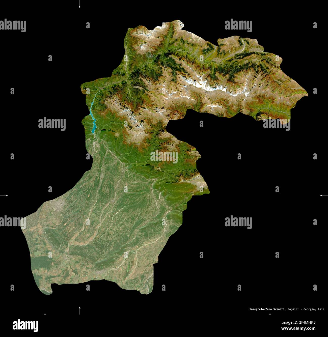 Samegrelo-Zemo Svaneti, region of Georgia. Sentinel-2 satellite imagery ...