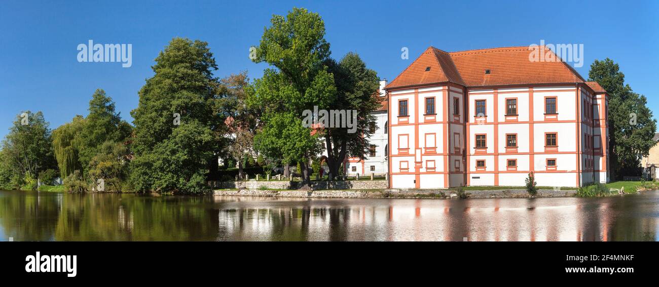 Horni cerekev renaissance and baroque castle standing above the water ...