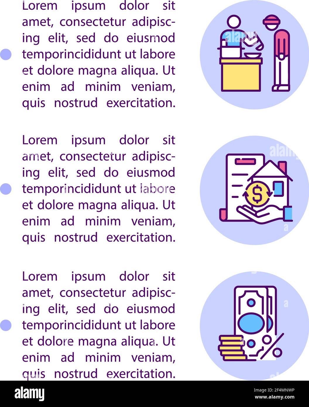 Charity support for unemployed concept line icons with text Stock ...