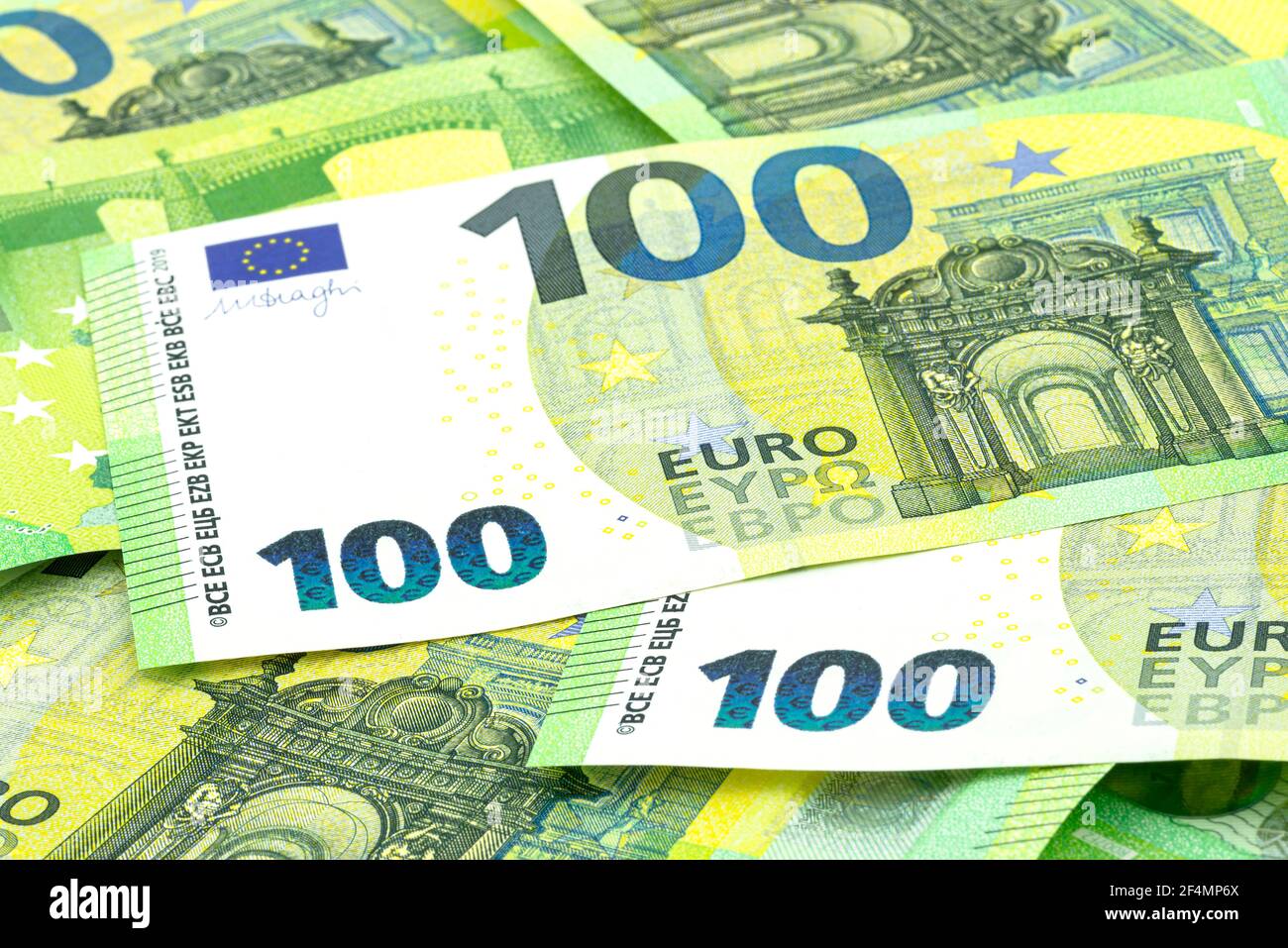 Background made from a macro shot of a European Union banknote of 100 ...